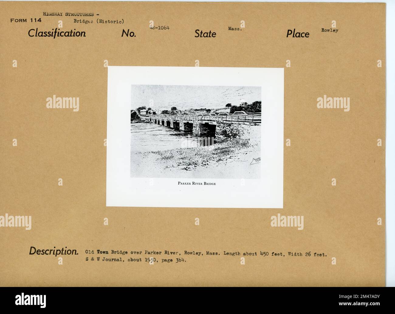 Parker River Bridge. Original caption: Old Town Bridge over Parker ...