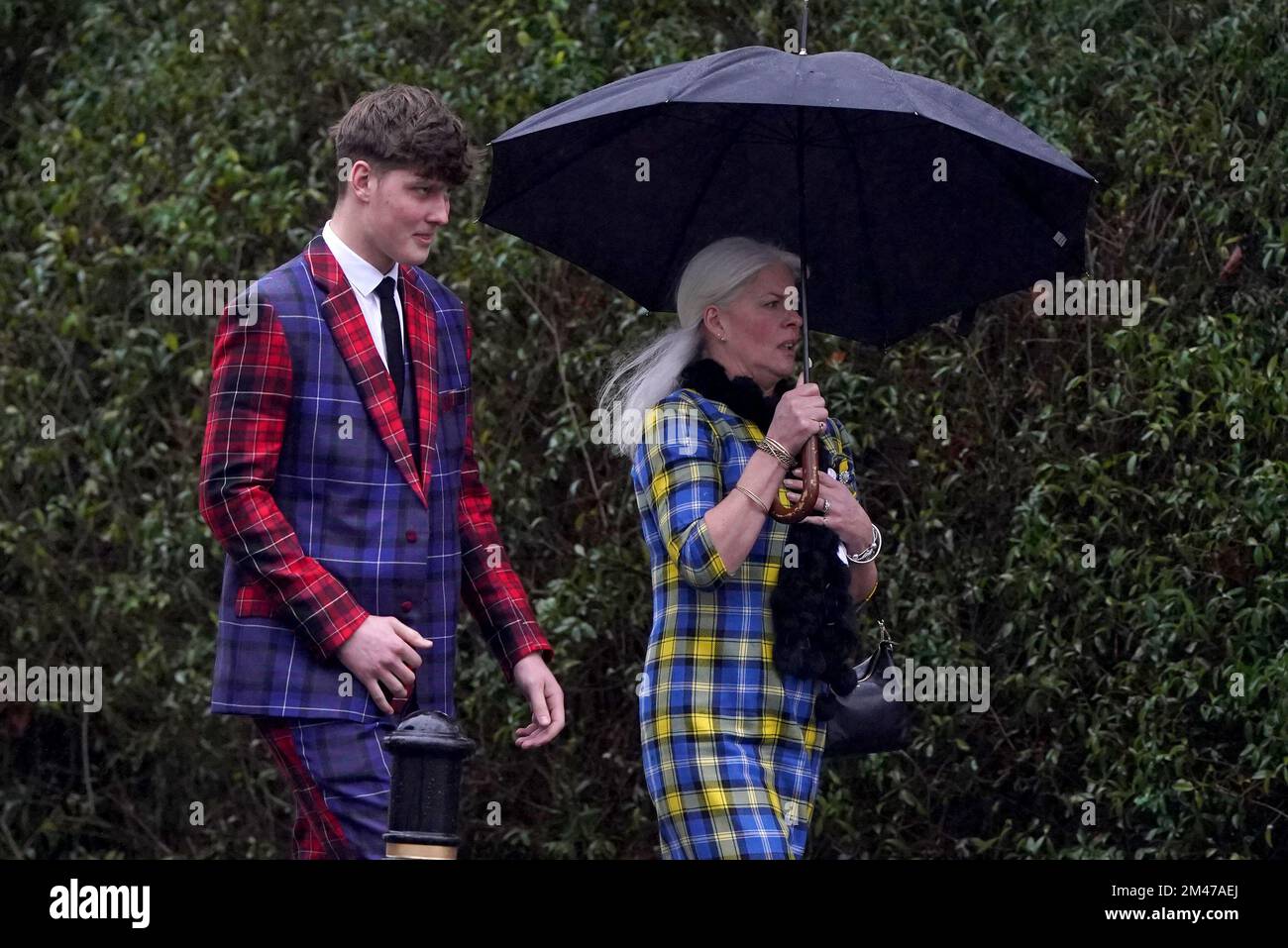 Doddie Weir's wife Kathy and their son Angus leaving Melrose Parish ...