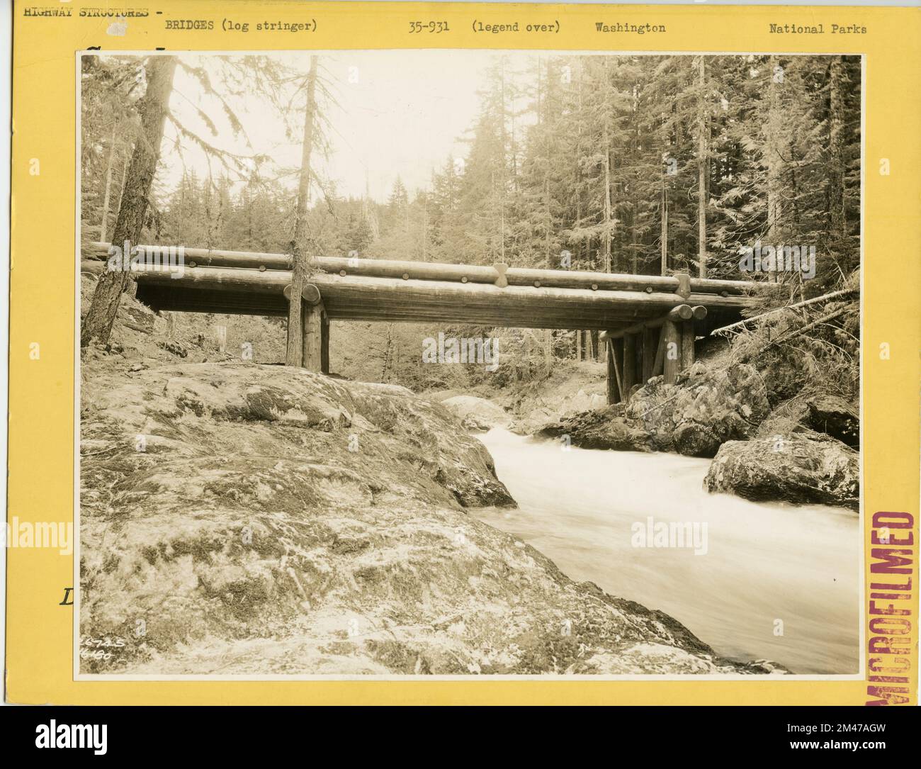 Ohanapecosh River log stringer bridge, Mt. Rainier National Park ...