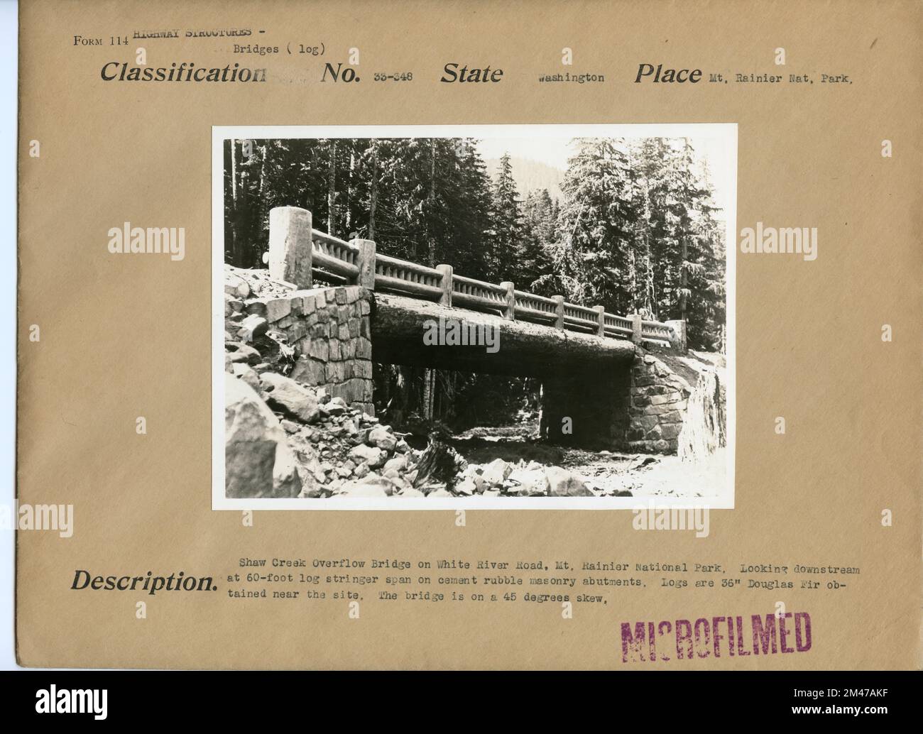 Shaw Creek Overflow Bridge, Mt. Rainier National Park. Original caption ...