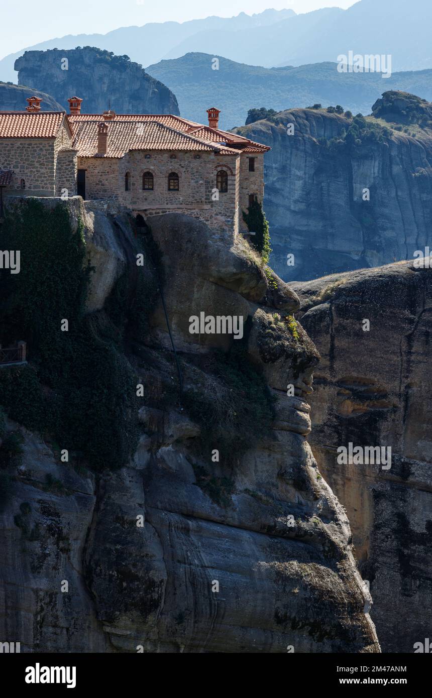 Mountain panorama with Varlaam and Roussanou monasteries. Meteora ...