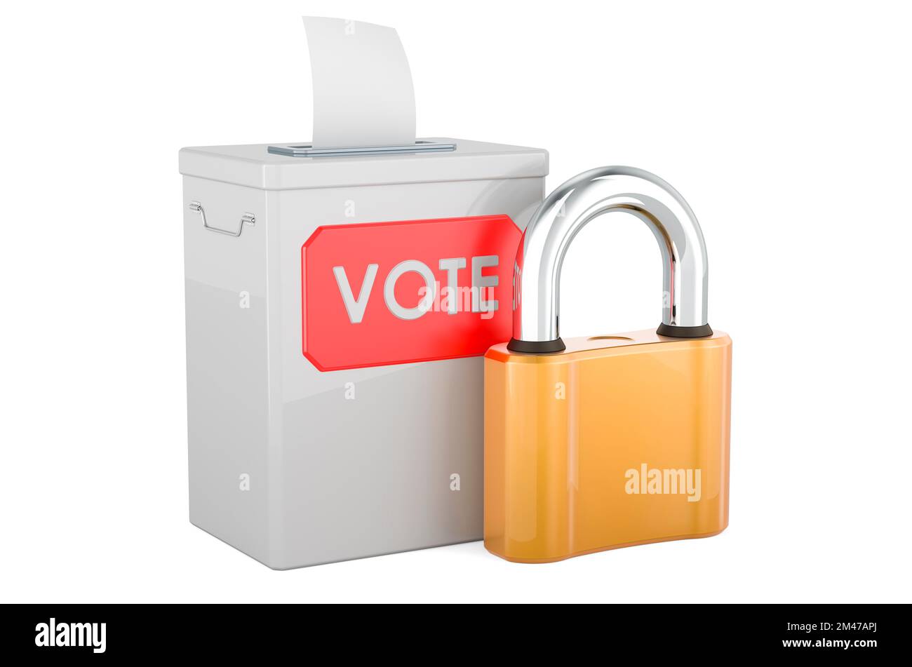 Ballot box with padlock, 3D rendering isolated on white background ...