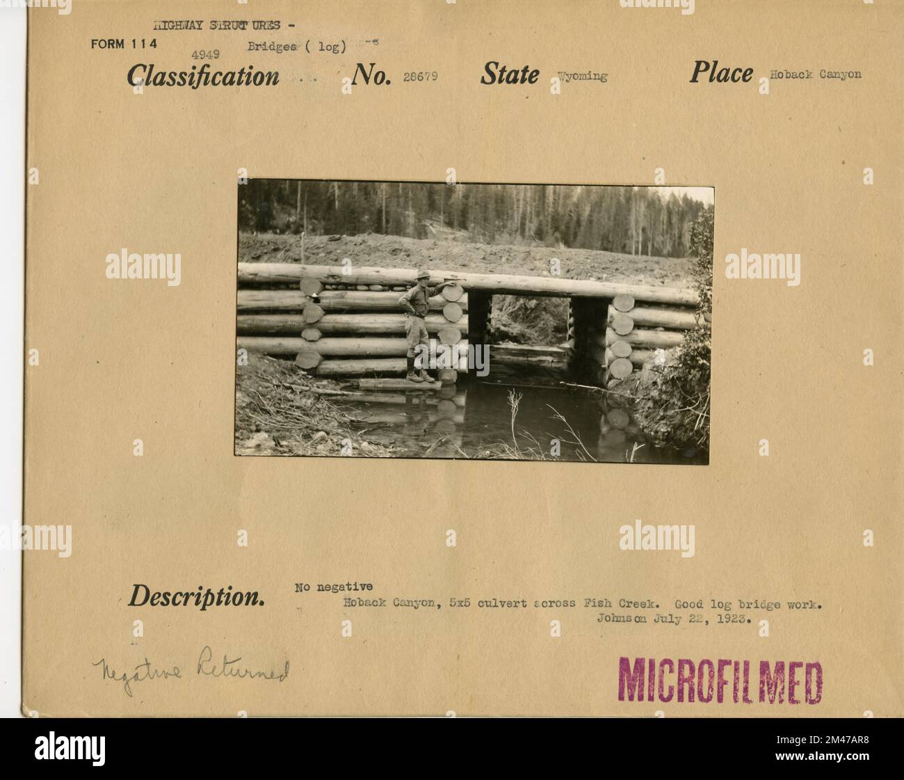 Hoback Canyon. Original caption: Hoback Canyon, 5 x 5 culvert across ...