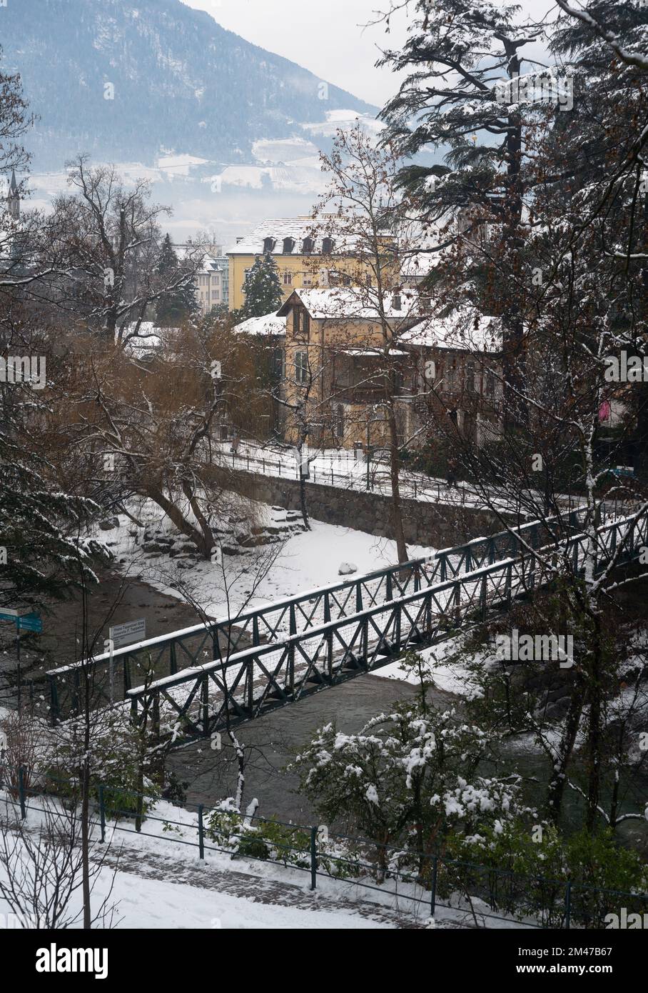 MERANO, ITALY - Bridge in the middle of the imperial trail of Sissi's ...