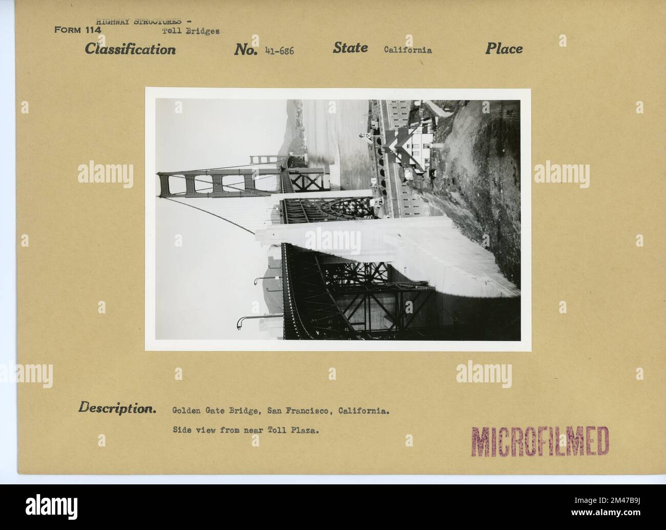 Side view from near Toll Plaza, Golden Gate Bridge, San Francisco ...