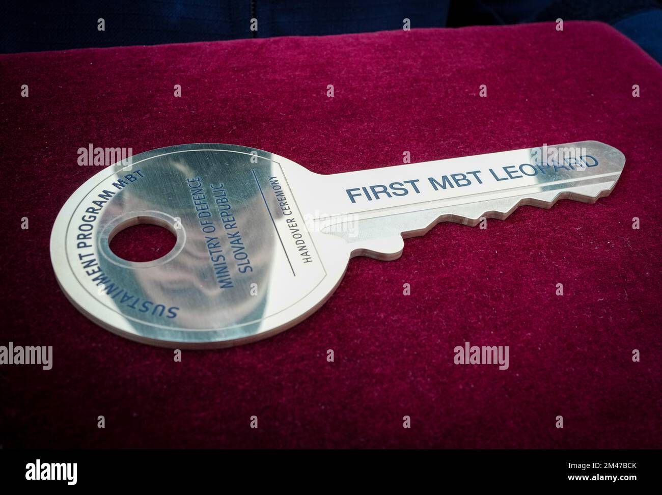 Bratislava, Slovakia. 19th Dec, 2022. A soldier holds the symbolic key ...