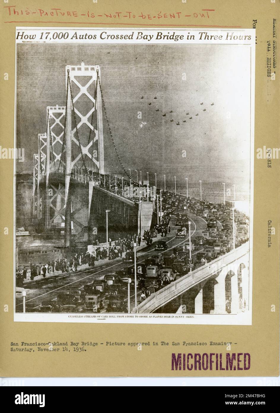 San Francisco-Oakland Bay Bridge. Original caption: San Francisco ...