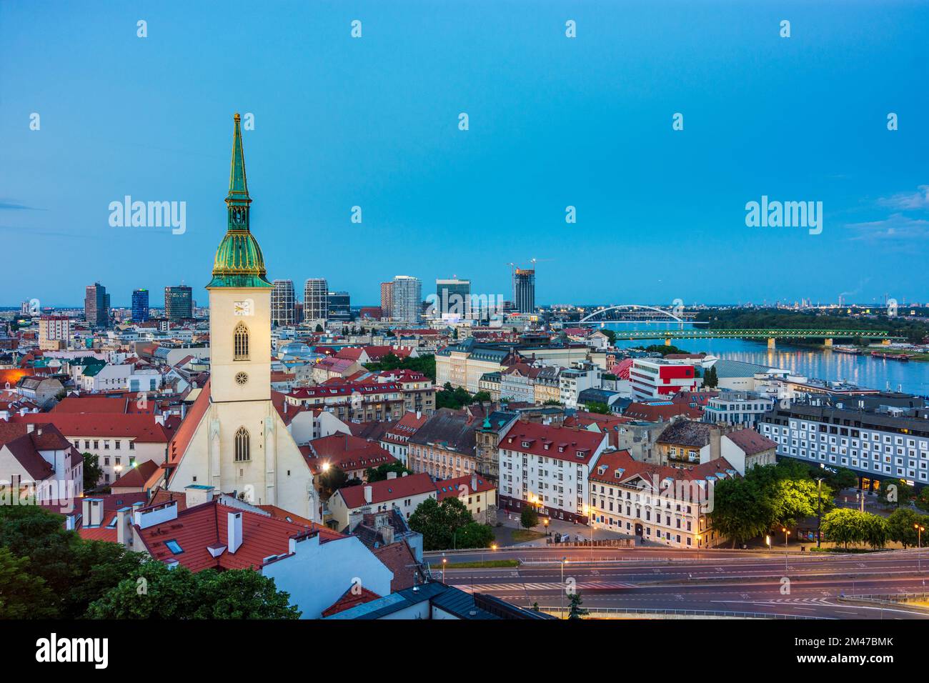 Bratislava (Pressburg): view from Bratislava Castle to Old Town (left ...