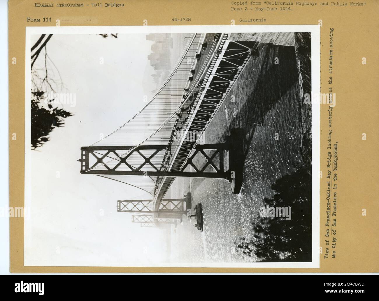 View of San Francisco-Oakland Bay Bridge looking westerly across the ...