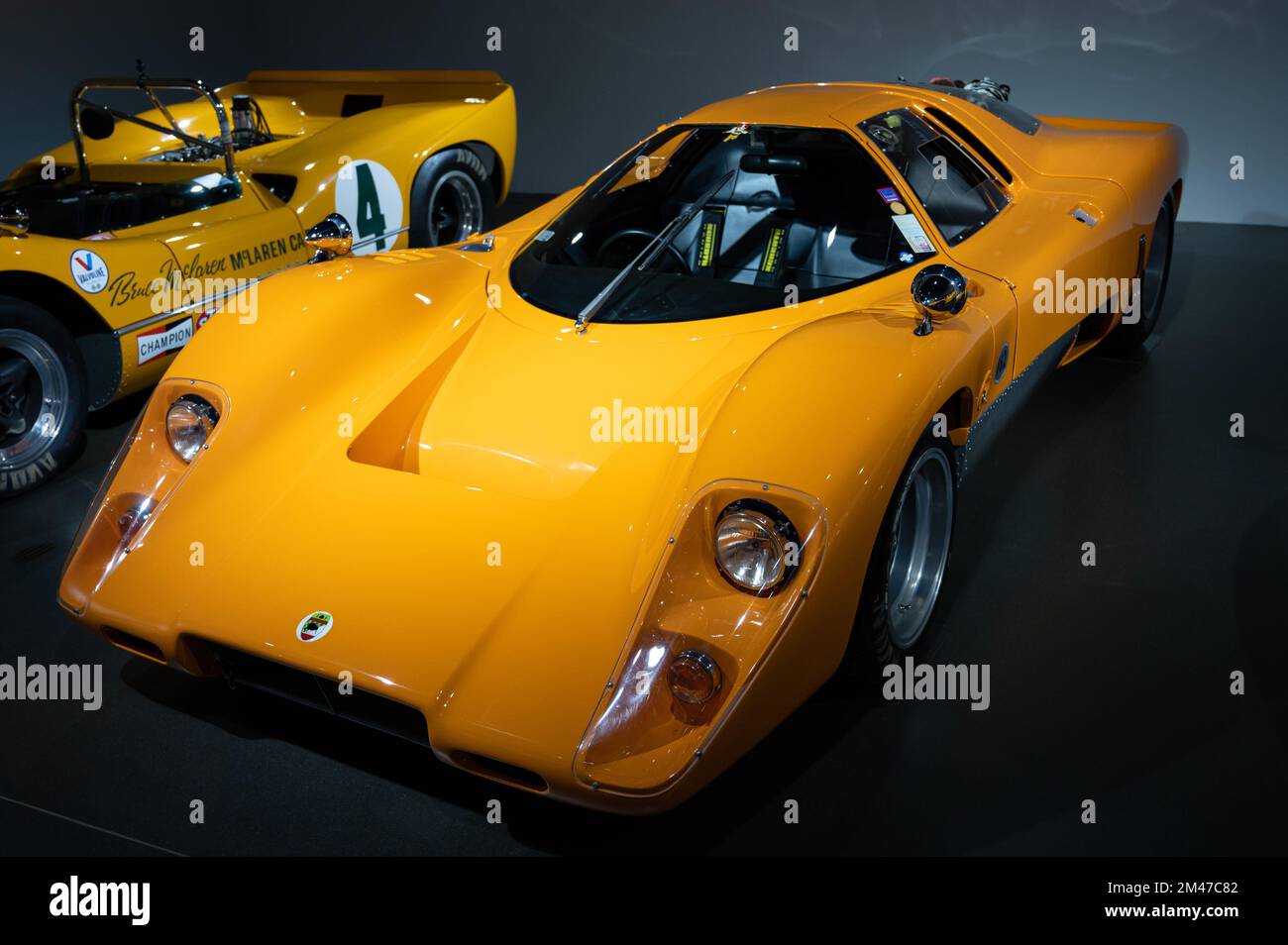 Detail of classic yellow group 4 racing car 1969 McLaren M6GT Stock ...
