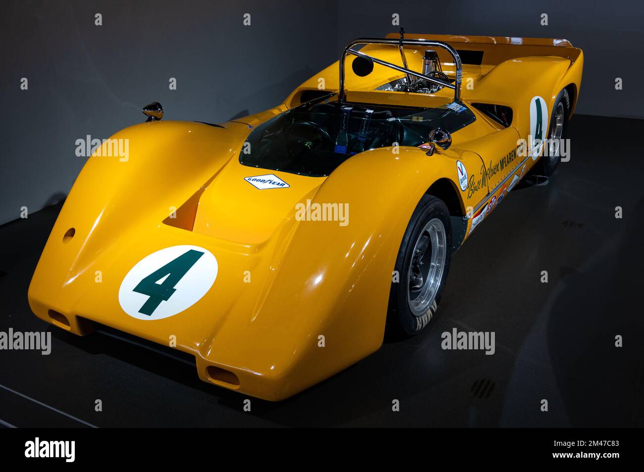 Detail of classic yellow CAN-AM 1967 McLaren M6A race car Stock Photo ...