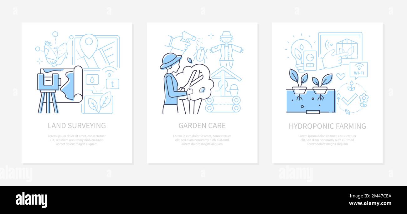 Land surveying - line design style banners set Stock Vector Image & Art ...