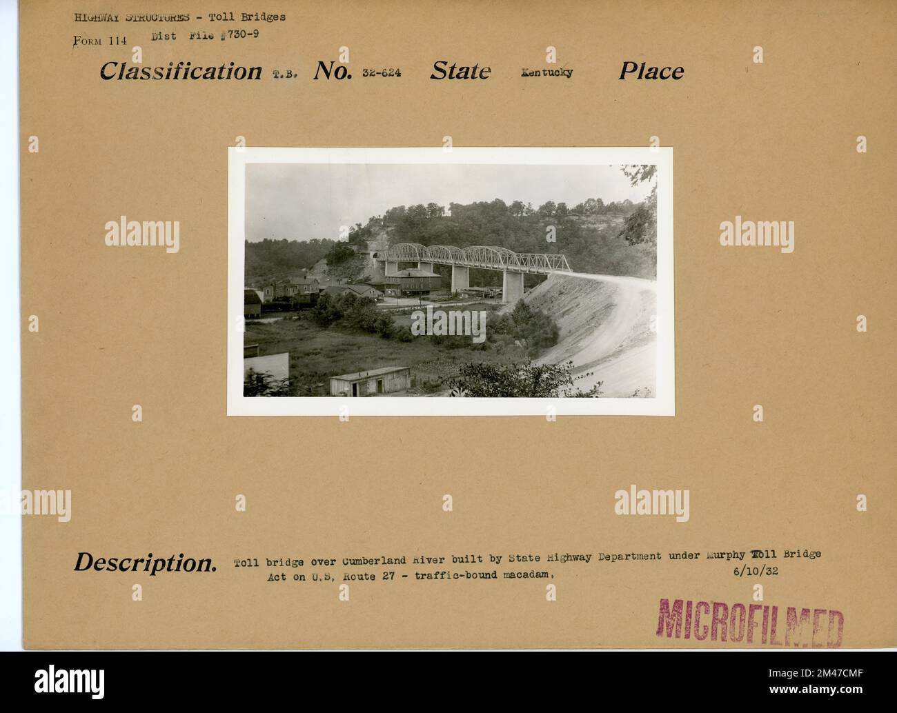 Toll bridge over Cumberland River. Original caption: Toll bridge over ...