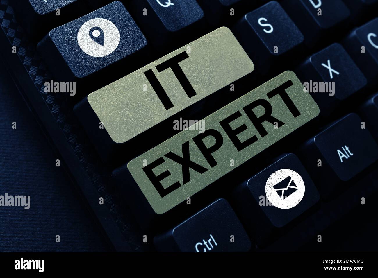 Text caption presenting It Expert. Business showcase person with a high ...