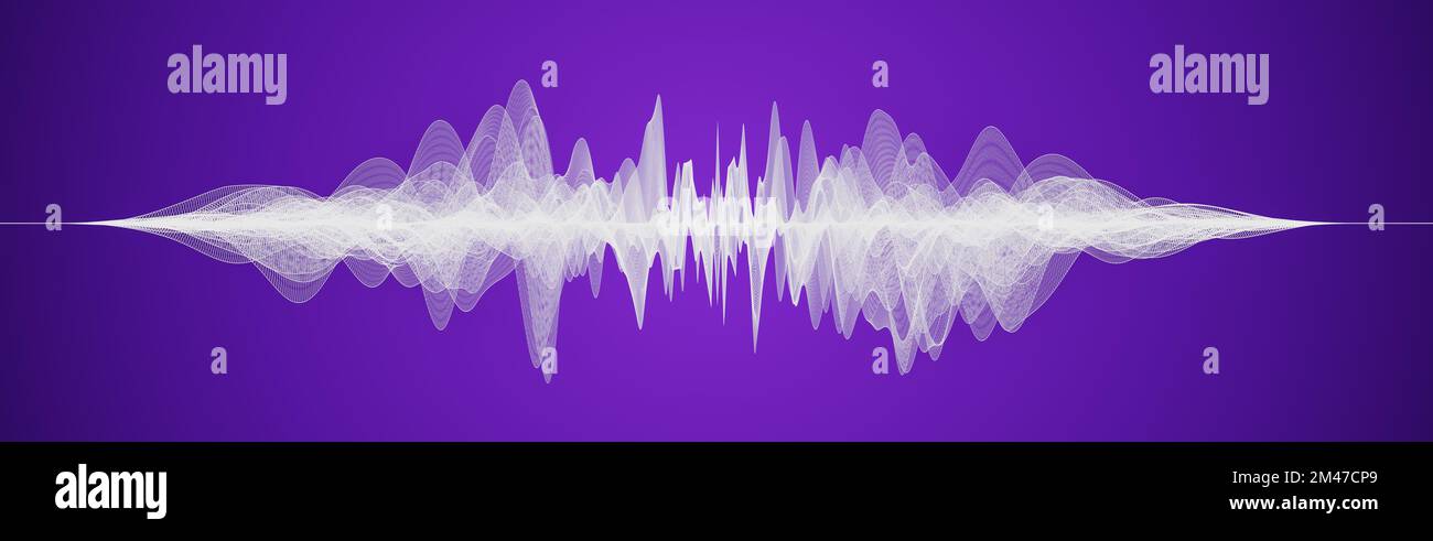 Abstract White Wireframe Sound Waves Visualization Of Frequency