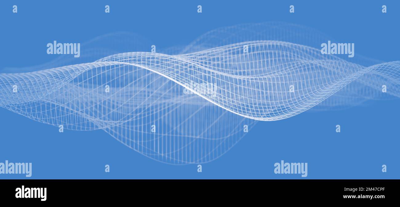 Abstract White Wireframe Sound Waves Visualization Of Frequency