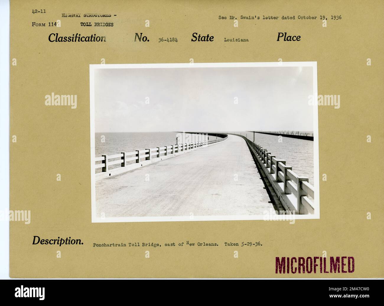 Pontchartrain Toll Bridge, east of New Orleans. State: Louisiana Stock ...