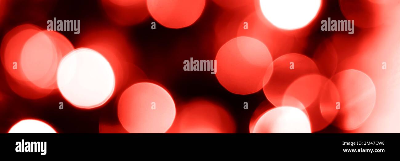 Blurred lights red background, banner texture. Abstract bokeh with soft ...