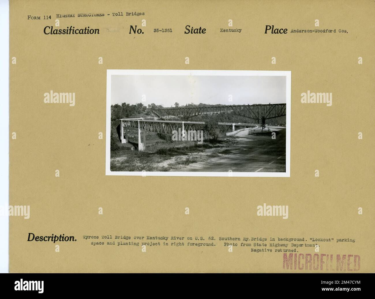 Tyrone Toll Bridge over Kentucky River on U.S. 62. Original caption ...