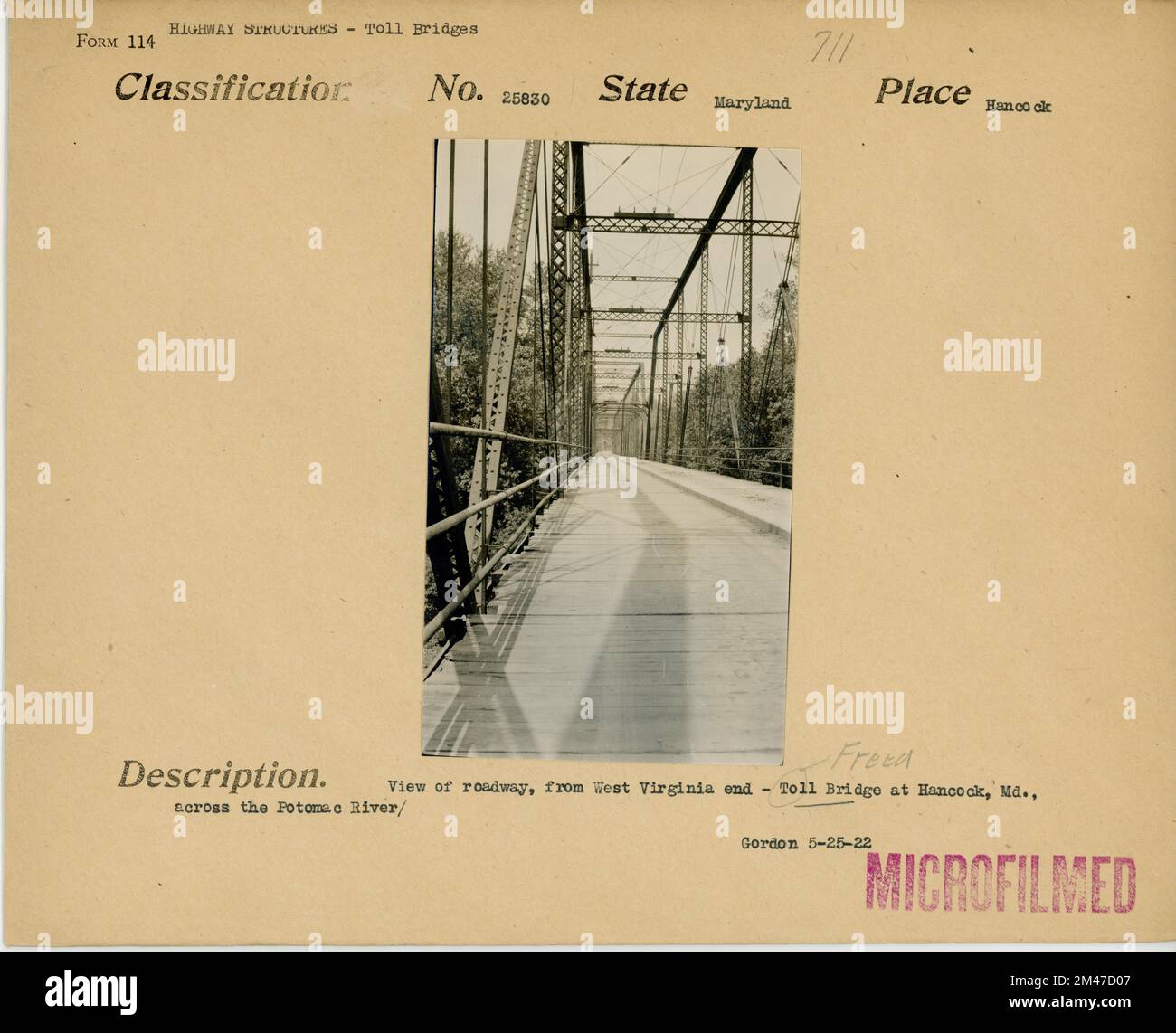 Toll bridge across the Potomac River. Original caption: Toll bridge ...