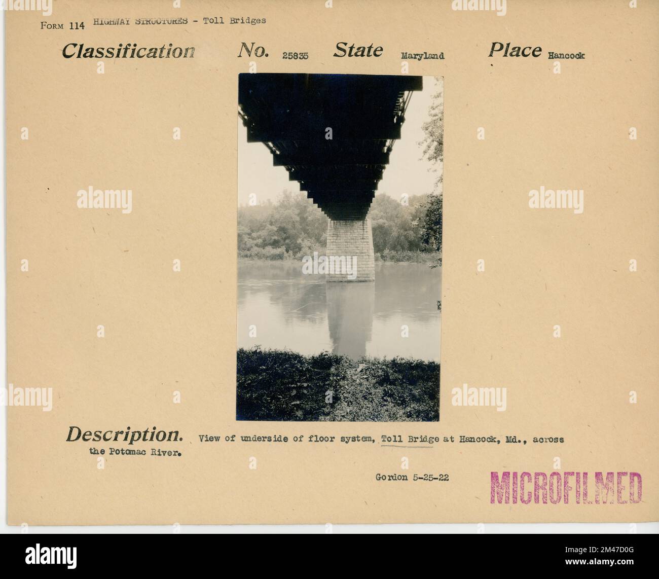 Toll bridge across the Potomac River. Original caption: Toll bridge ...