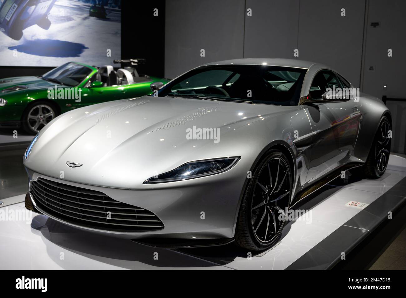 modern 2015 Aston Martin DB10 in gray color in the museum Stock Photo ...