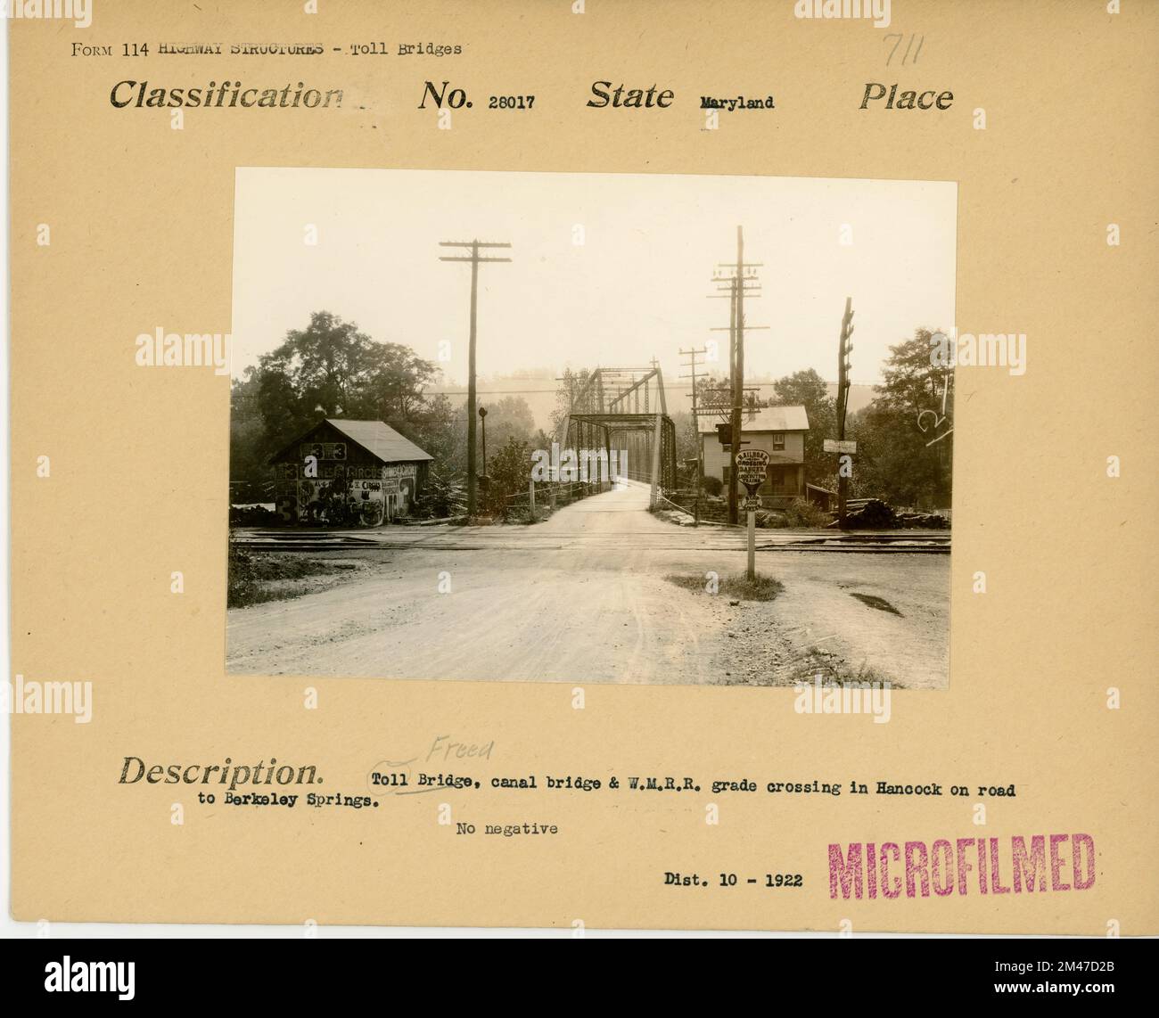 Toll bridge across the Potomac River. Original caption: Toll bridge ...