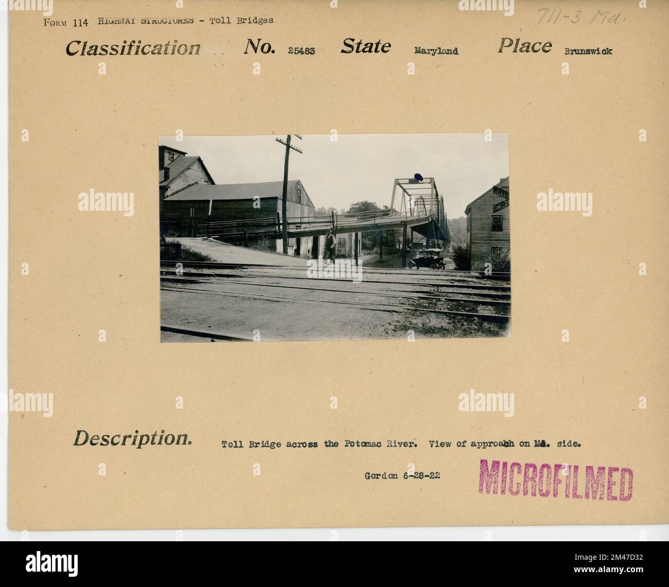 Toll bridge across the Potomac River. Original caption: Toll bridge ...