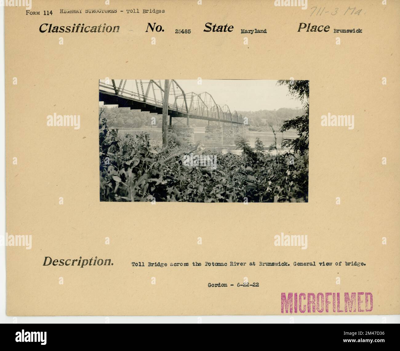 Toll bridge across the Potomac River. Original caption: Toll bridge ...