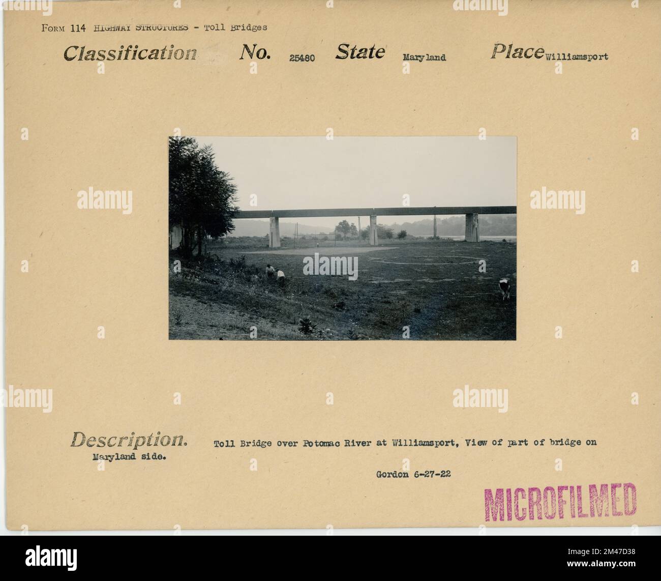 Toll bridge across the Potomac River. Original caption: Toll bridge ...