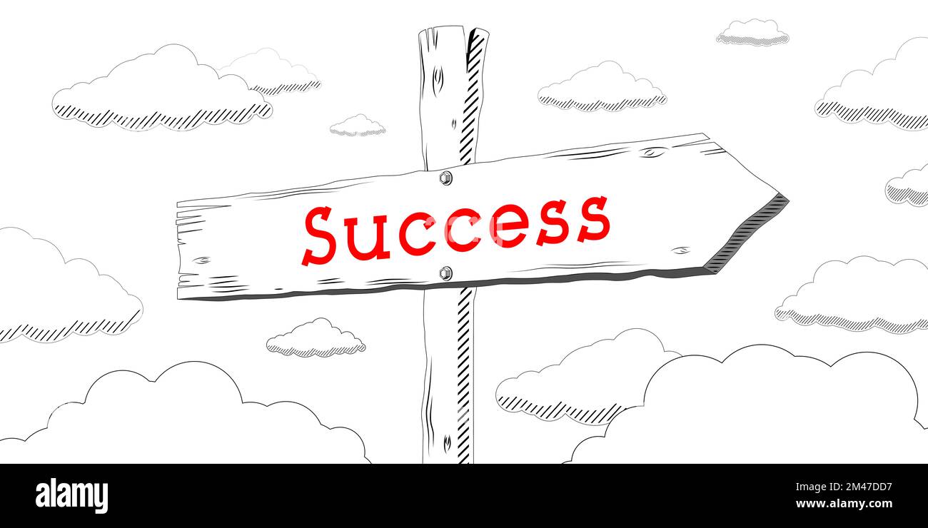 Success - outline signpost with one arrow Stock Photo - Alamy