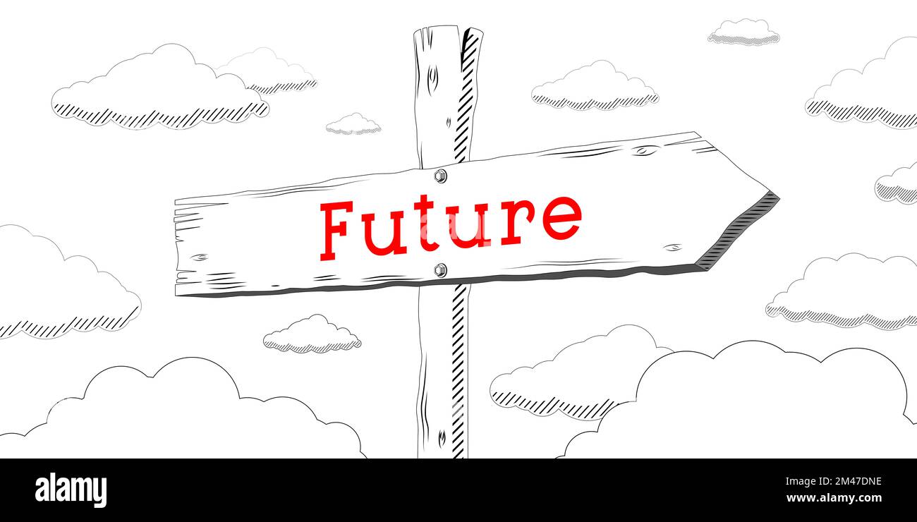 Future - outline signpost with one arrow Stock Photo - Alamy