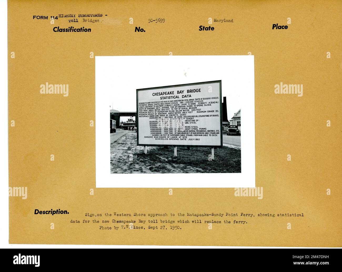 Toll bridge, Sign Western Shore Approach. Original caption: Toll bridge ...