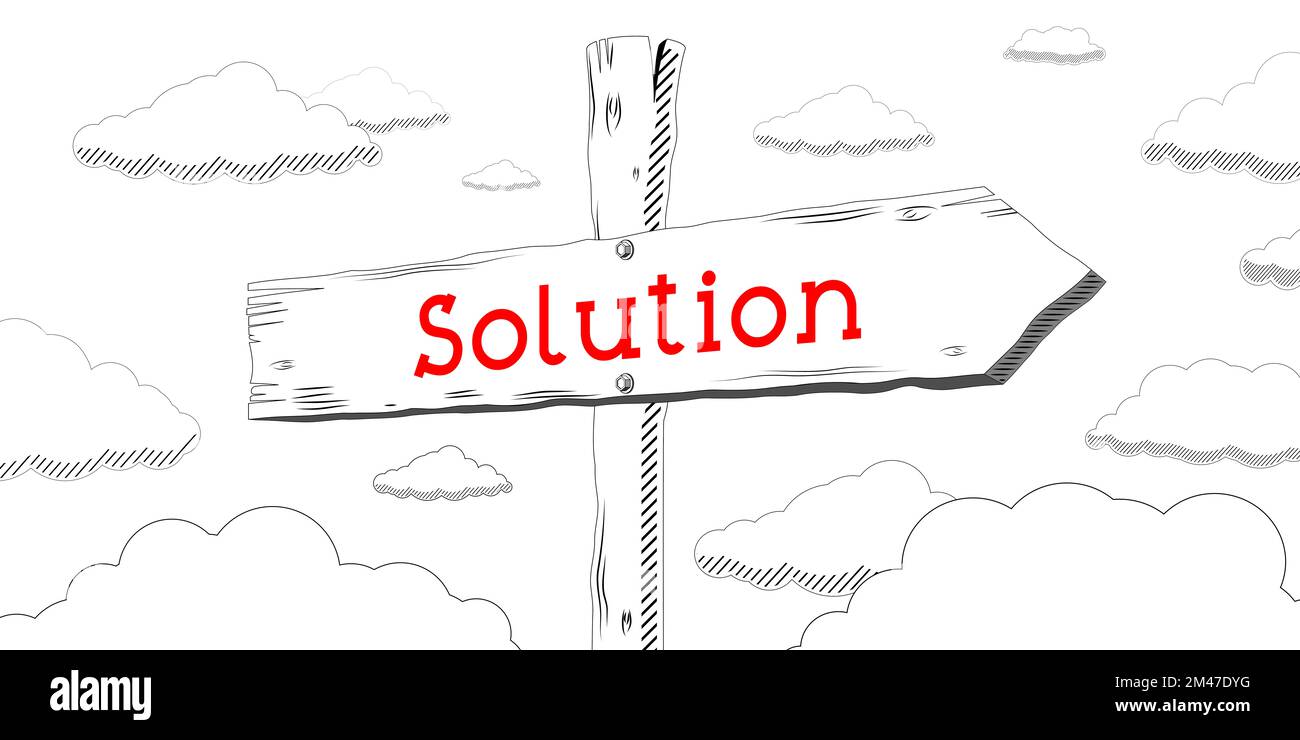 Solution - outline signpost with one arrow Stock Photo - Alamy