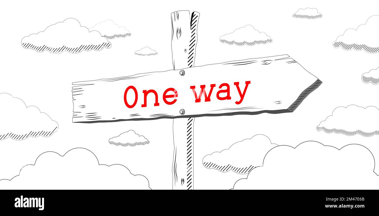 One way - outline signpost with one arrow Stock Photo - Alamy