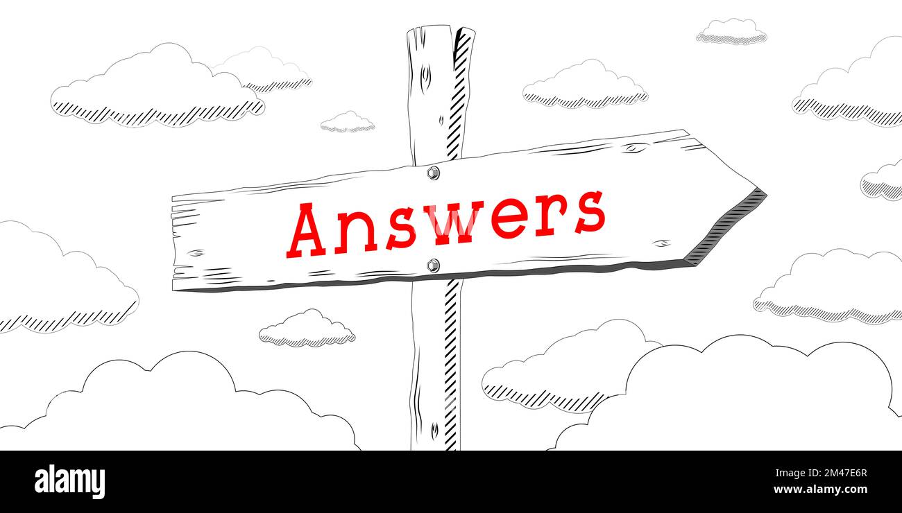 Answers - outline signpost with one arrow Stock Photo - Alamy