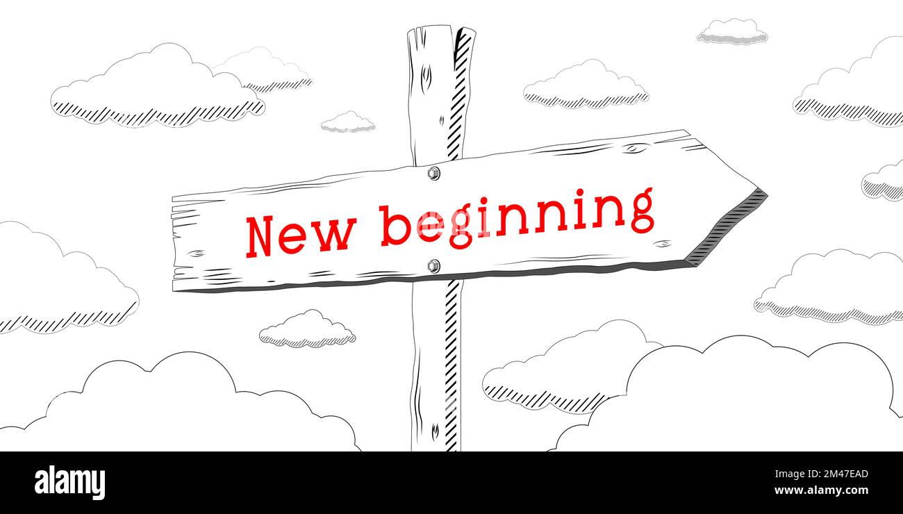New beginning - outline signpost with one arrow Stock Photo - Alamy