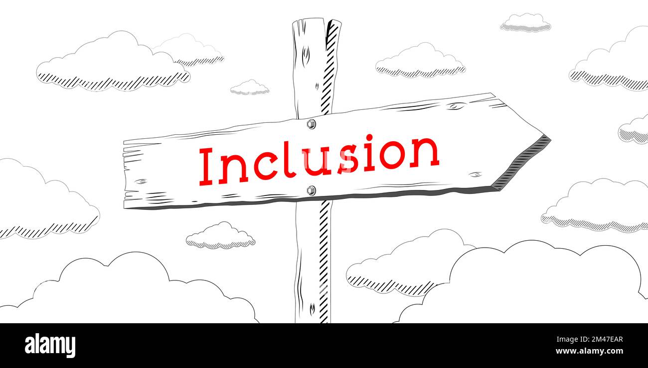 Inclusion - outline signpost with one arrow Stock Photo - Alamy