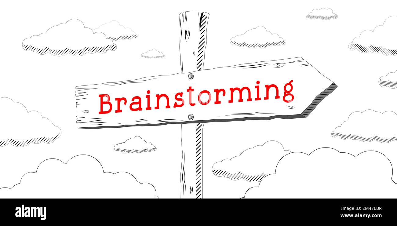 Brainstorming - outline signpost with one arrow Stock Photo - Alamy