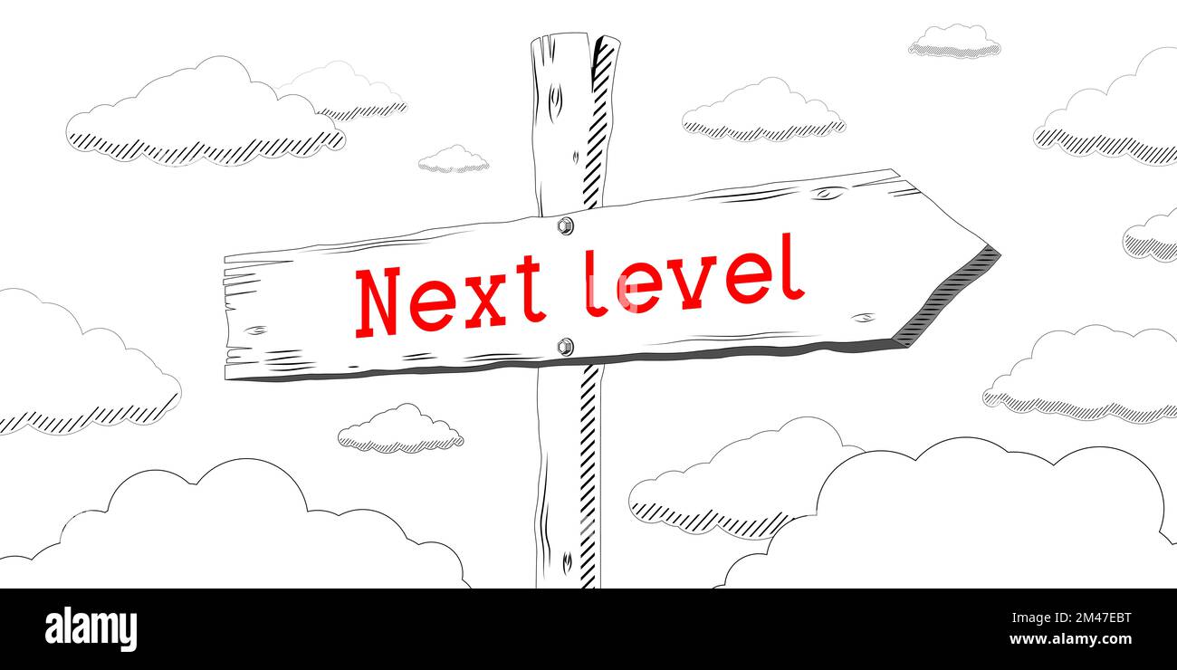 Next level - outline signpost with one arrow Stock Photo - Alamy