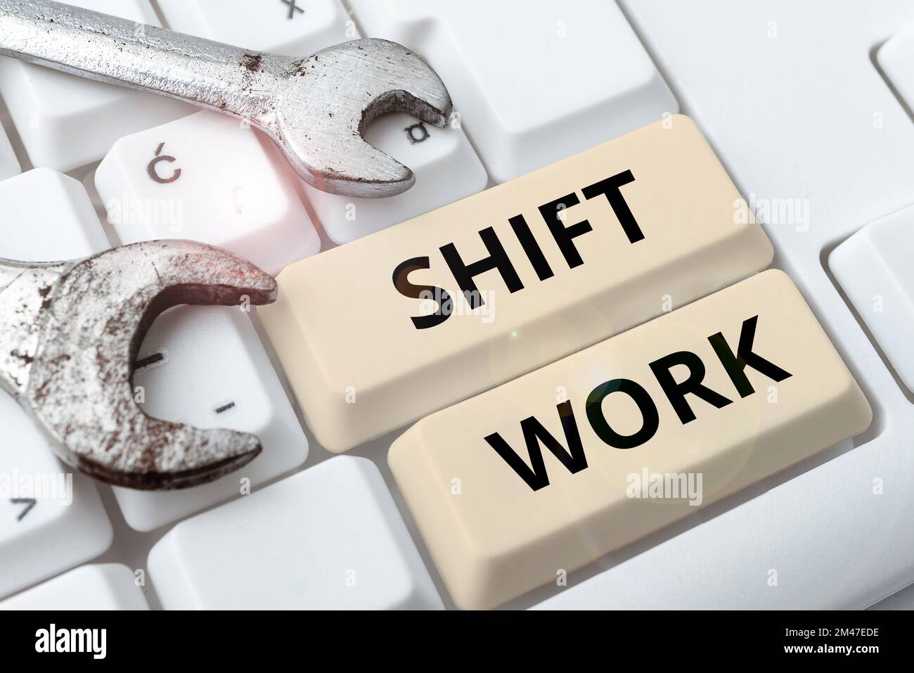 Sign displaying Shift Work. Business overview work comprising periods ...