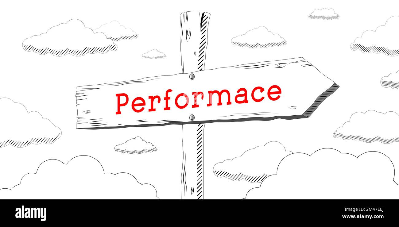 Performance - outline signpost with one arrow Stock Photo - Alamy