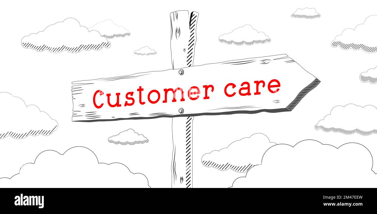 Customer care - outline signpost with one arrow Stock Photo - Alamy