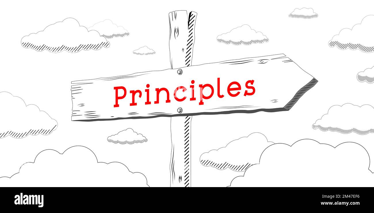 Principles - outline signpost with one arrow Stock Photo - Alamy
