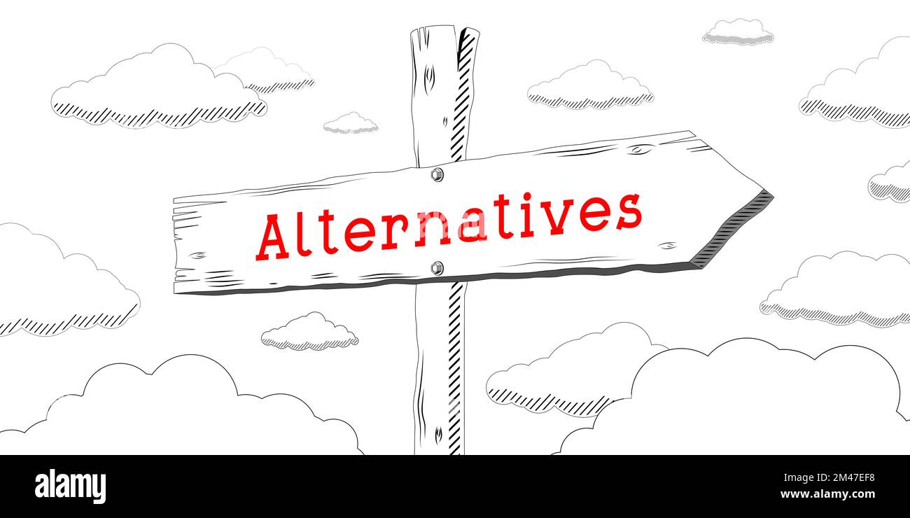 Alternatives - outline signpost with one arrow Stock Photo - Alamy