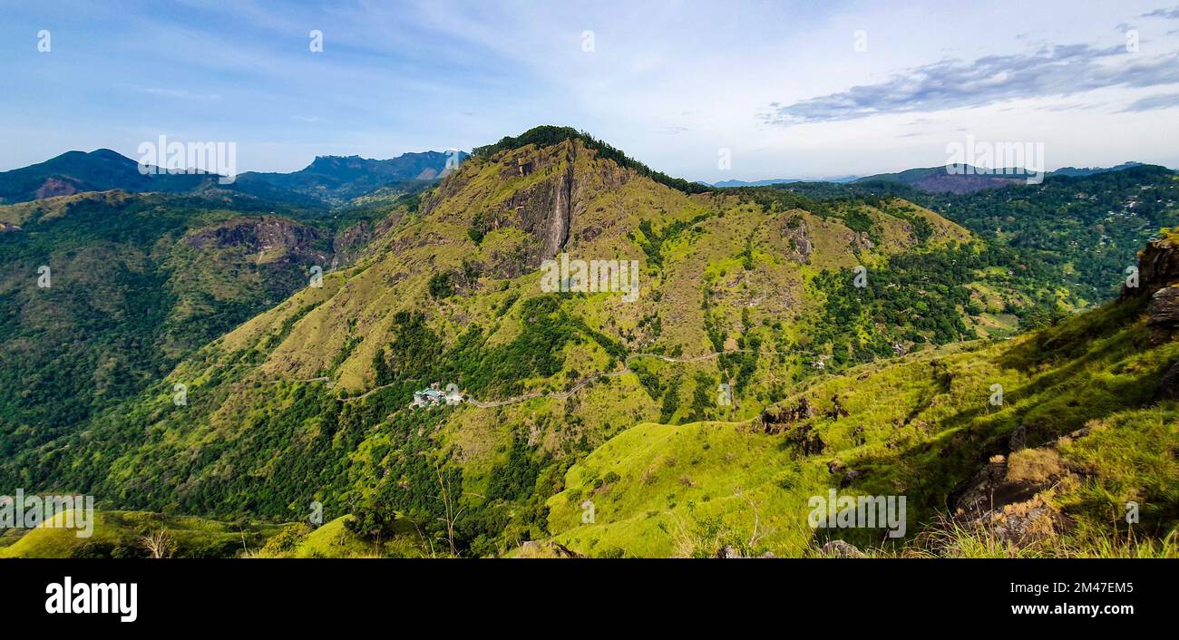 A panoramic view of Adam's Peak - tall conical mountain located in ...