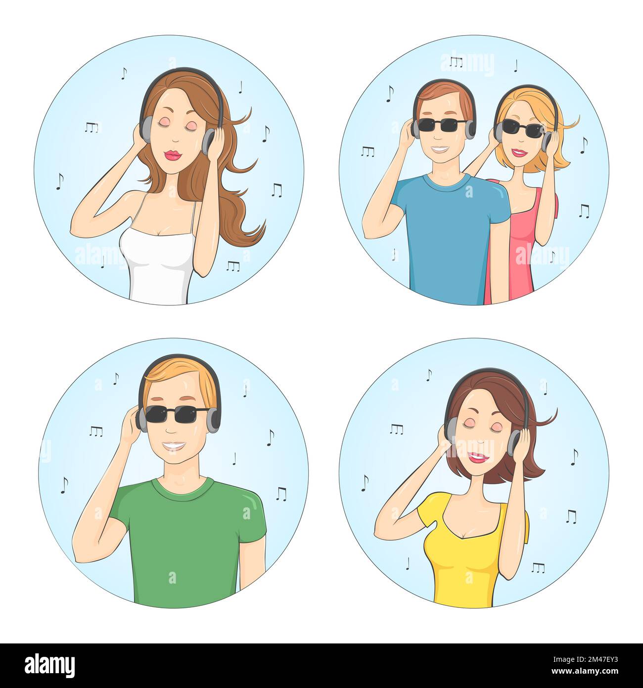 Set of music lover avatars. Vector icon Stock Vector Image & Art - Alamy