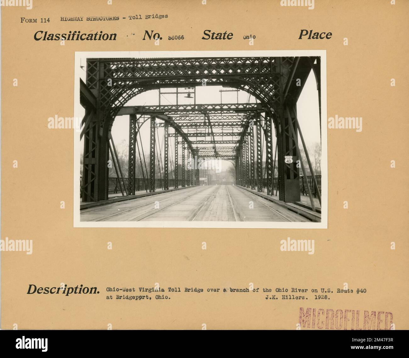 Ohio-West Virginia Toll Bridge over a branch of the Ohio River on U.S ...