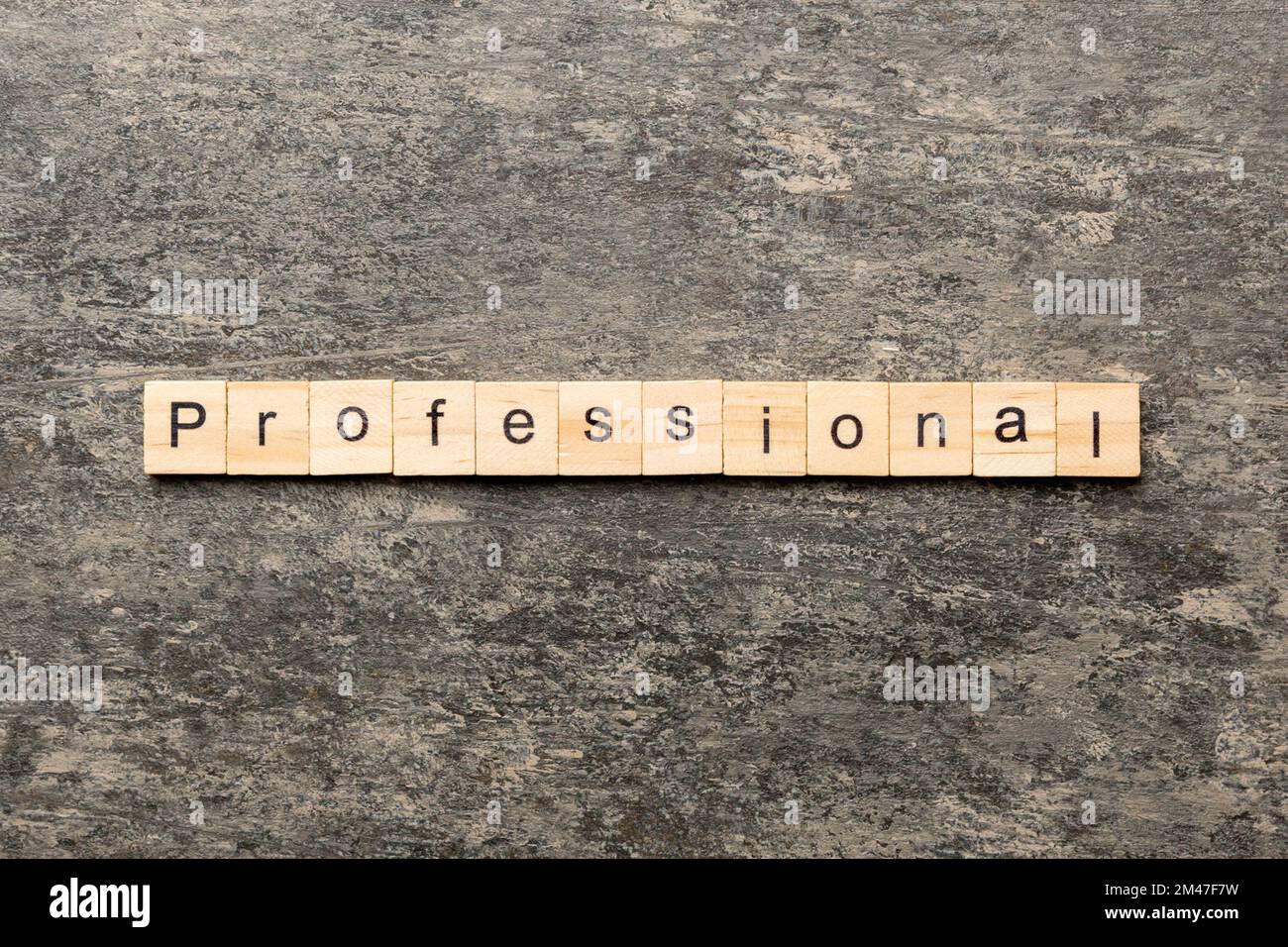 Professional word written on wood block. Professional text on cement ...