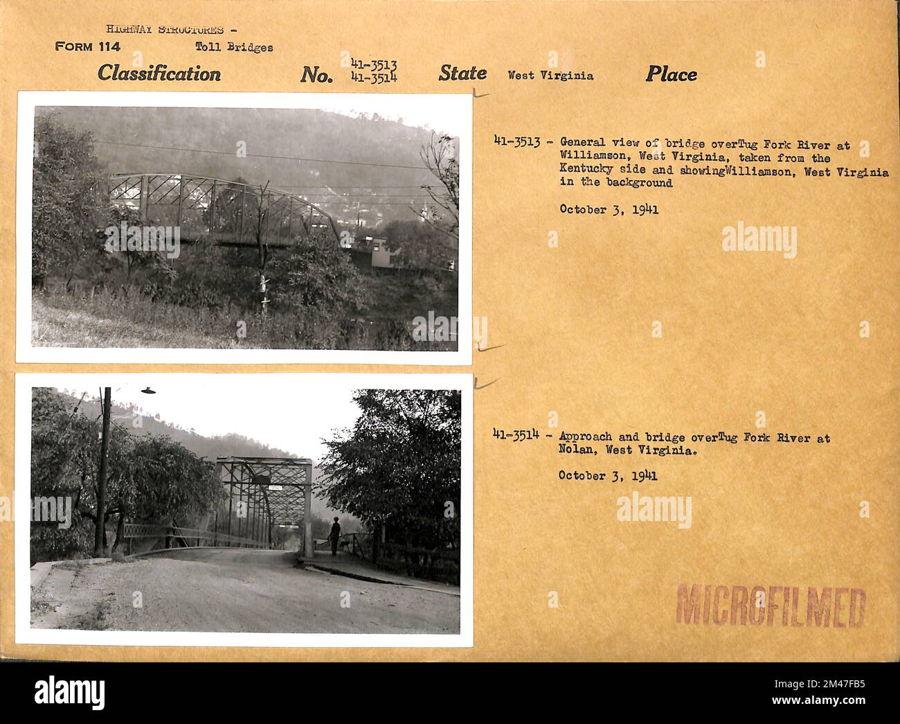 Bridge over the Tug Fork River at Williamson and Nolan, West Virginia ...
